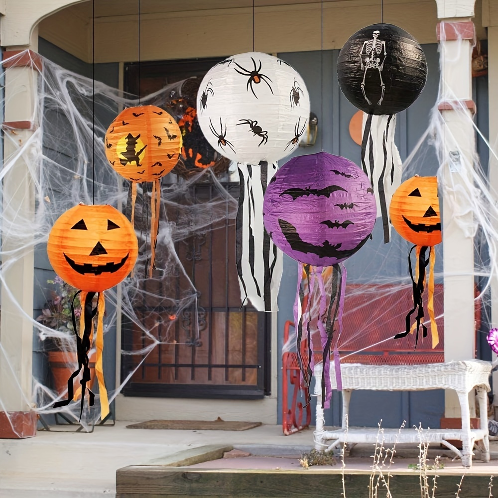 Halloween Paper Lantern Create A Spooky Atmosphere Round - Temu