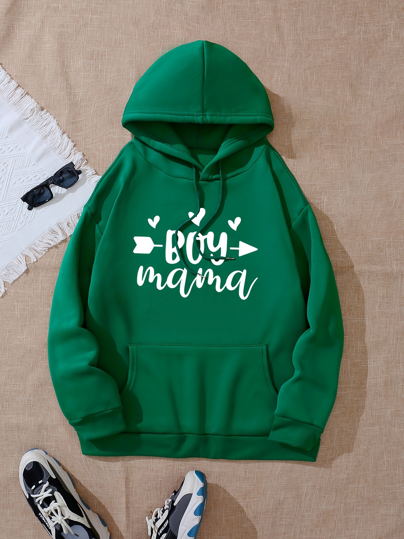 Letter Print Kangaroo Pocket Hoodie Drawstring Casual Hooded - Temu Canada