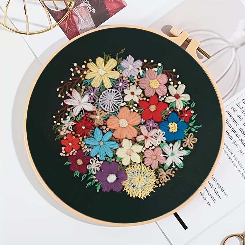 Embroidery Diy Flower Pattern Beginner Embroidery Set - Temu United Kingdom