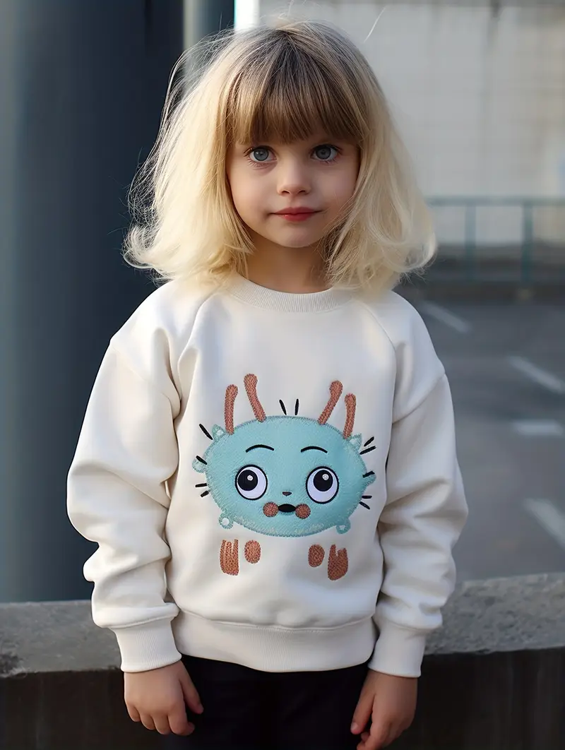 Cute Cartoon Pattern Girls Graphic Long Sleeve Round Neck Temu Australia