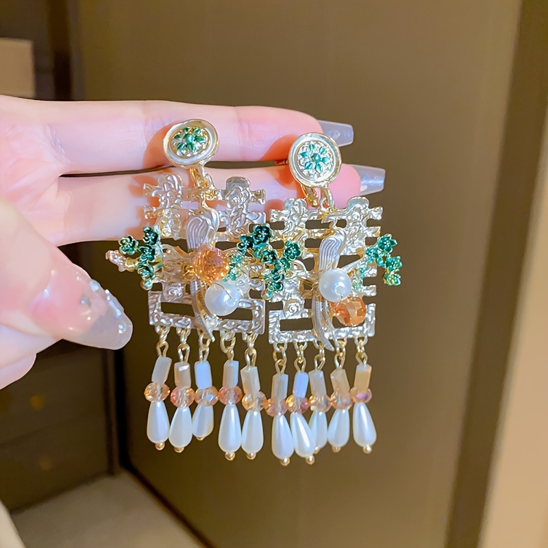 Tribal Dangle Earrings Flower + Character Xi Design Symbol - Temu ...