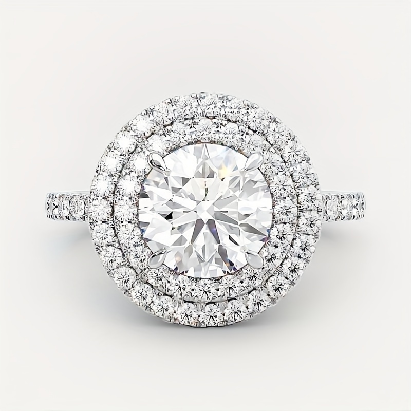 Sparkling Moissanite 925 Sterling Silver Promise Ring - Temu United Kingdom