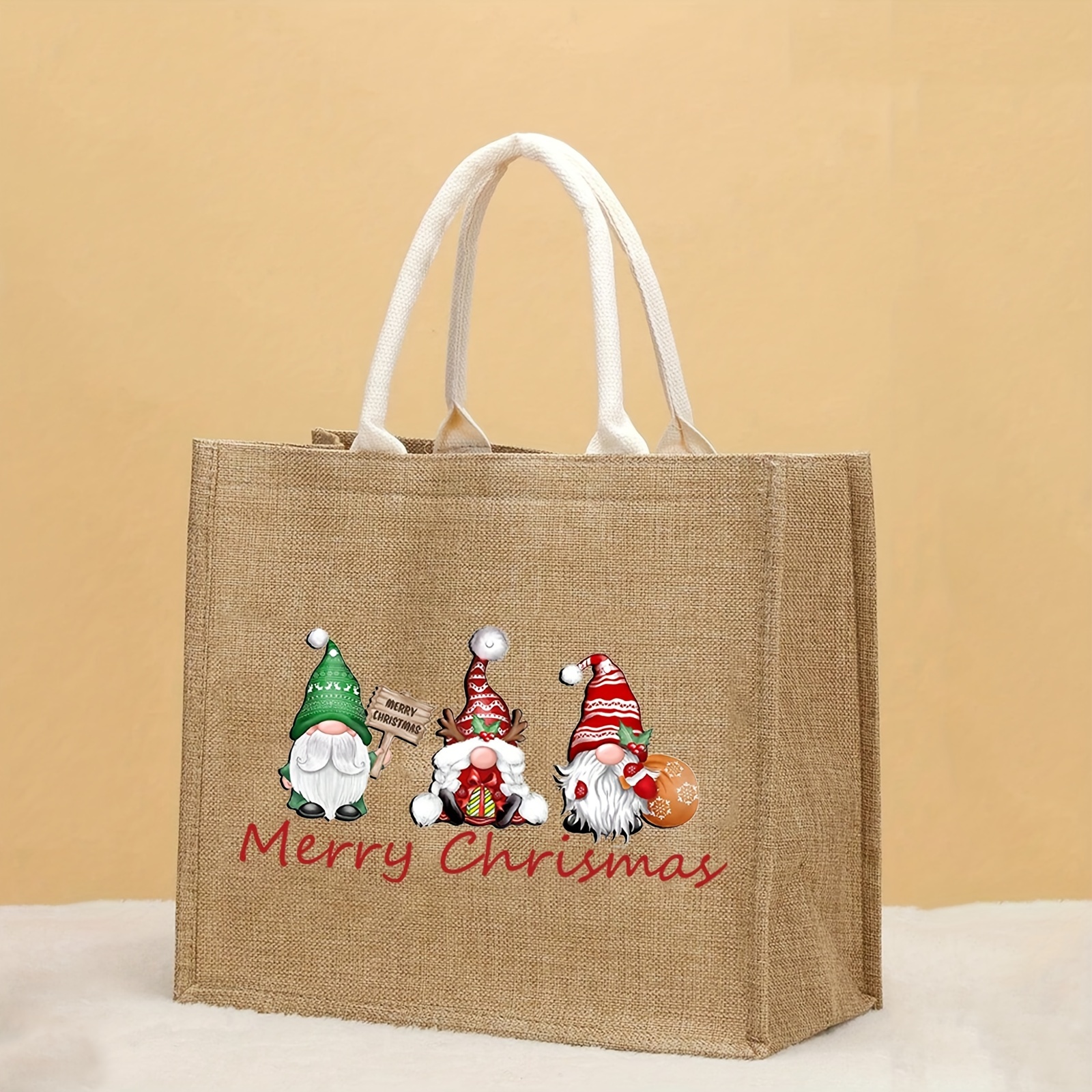 Cartoon Christmas Print Tote Bag Large Capacity Shoulder Bag - Temu ...