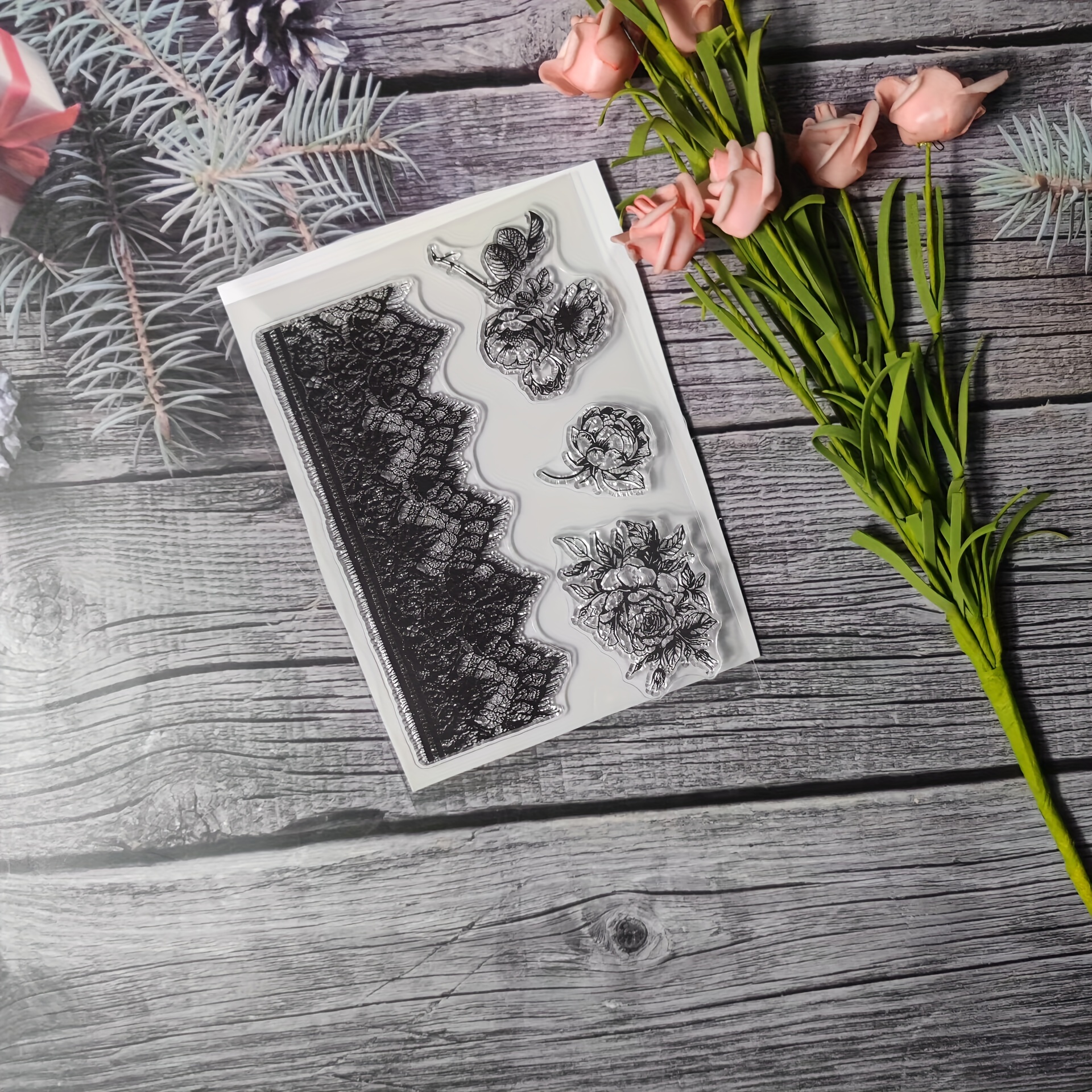 Flower Theme Stamp Diy Handmade Hand Account Card Making - Temu Canada