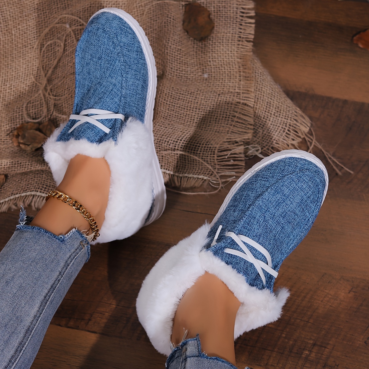 Womens Solid Color Fuzzy Shoes Fold Soft Sole Flat Fleece - Temu United ...