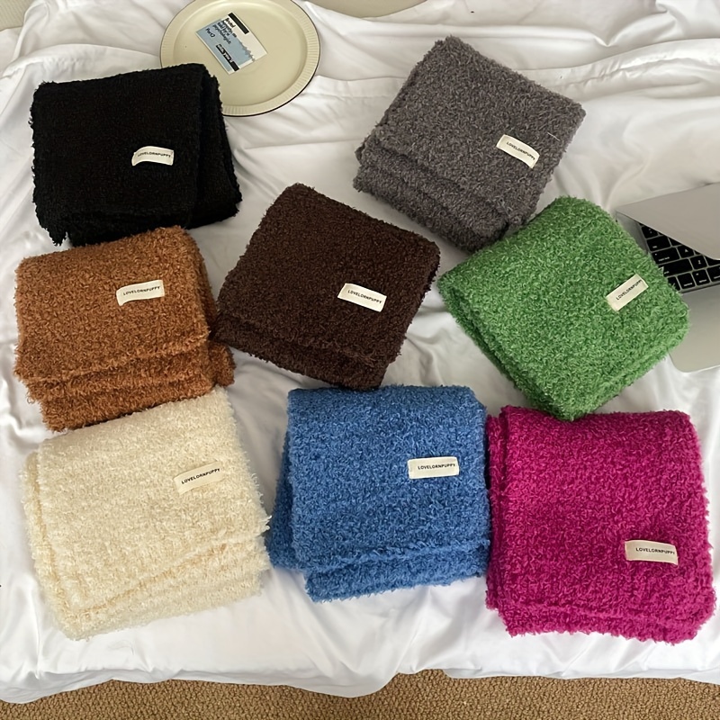 Elegant Soft Plush Scarf Solid Color Neck Warmer - Temu United