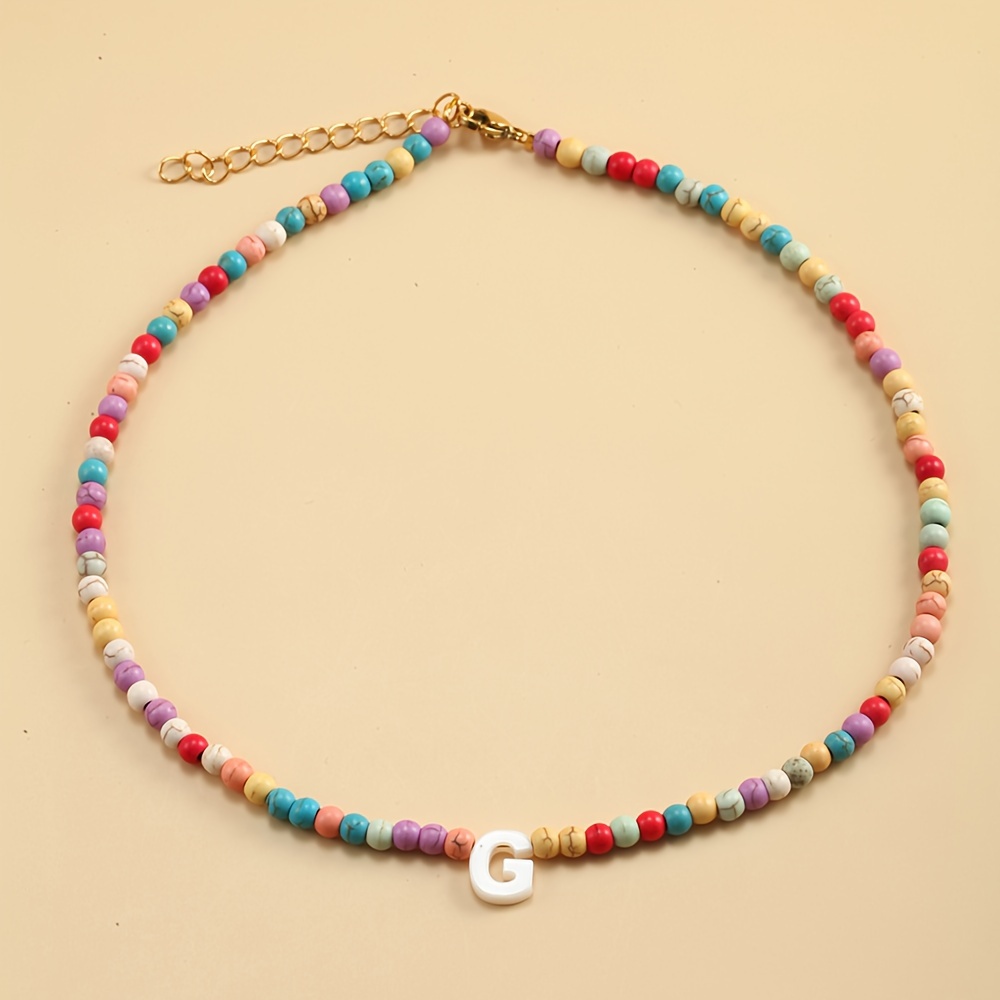 Boho Handmade Jewelry Colorful Turquoise Beads Necklace Shell English ...
