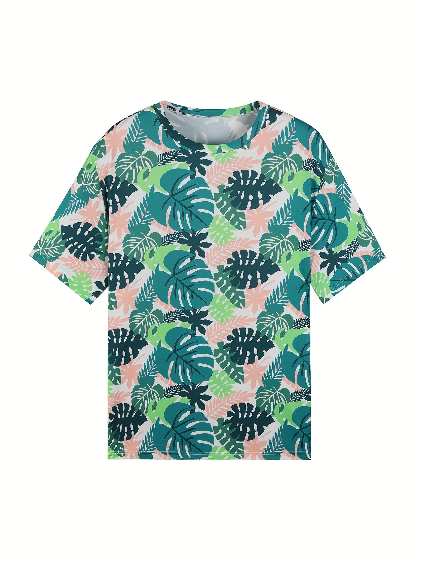 plus size men' tropical leaf print t shirt summer trendy - Temu Canada