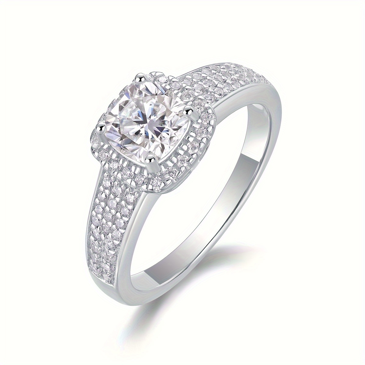 Delicate Square Moissanite Ring 925 Silver Engagement Ring - Temu ...