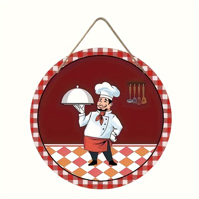 Wooden Round Sign Kitchen Chef Food Advertising Wooden Sign - Temu ...