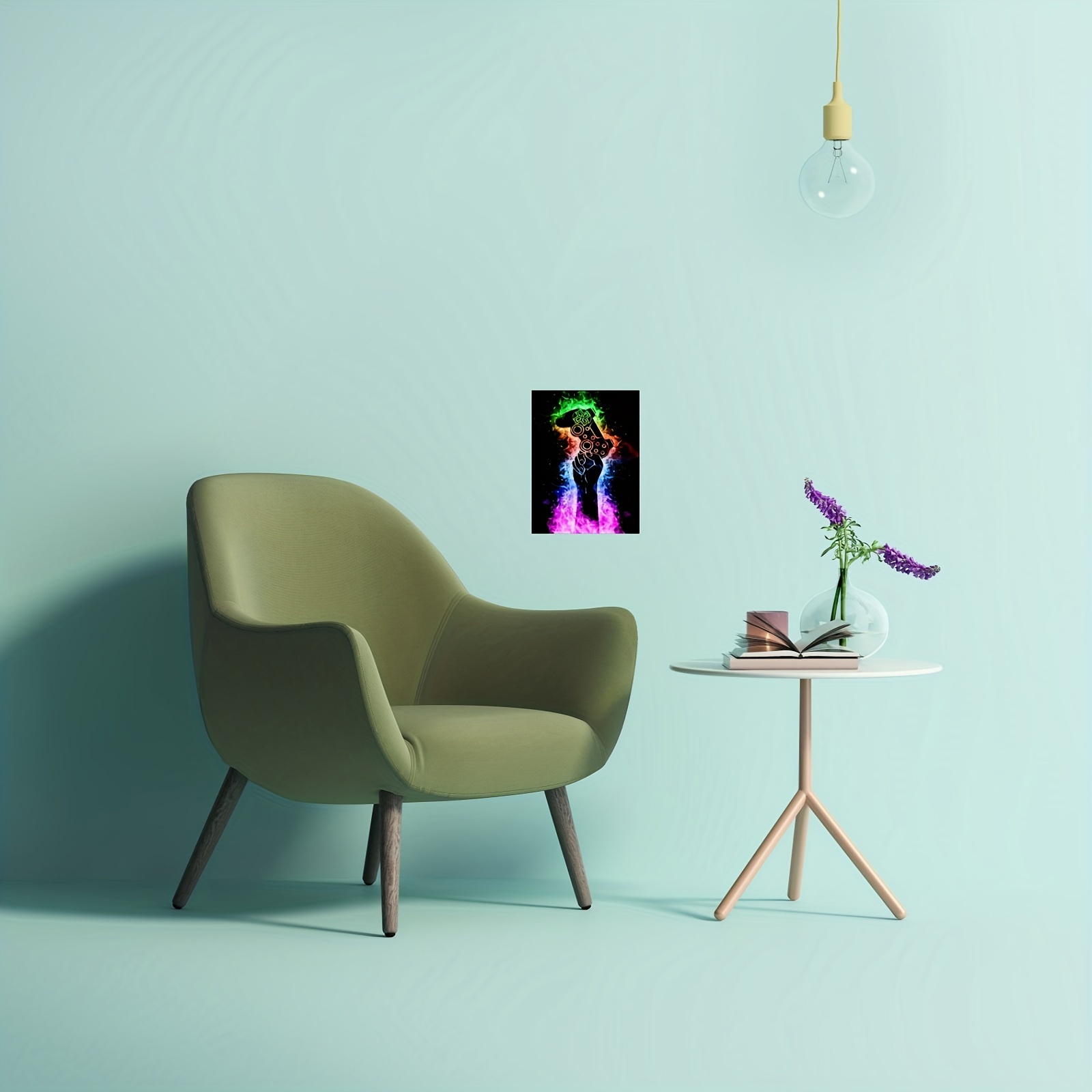 Canvas Poster Modern Art Neon Light Poster Hand Hold Game - Temu Australia