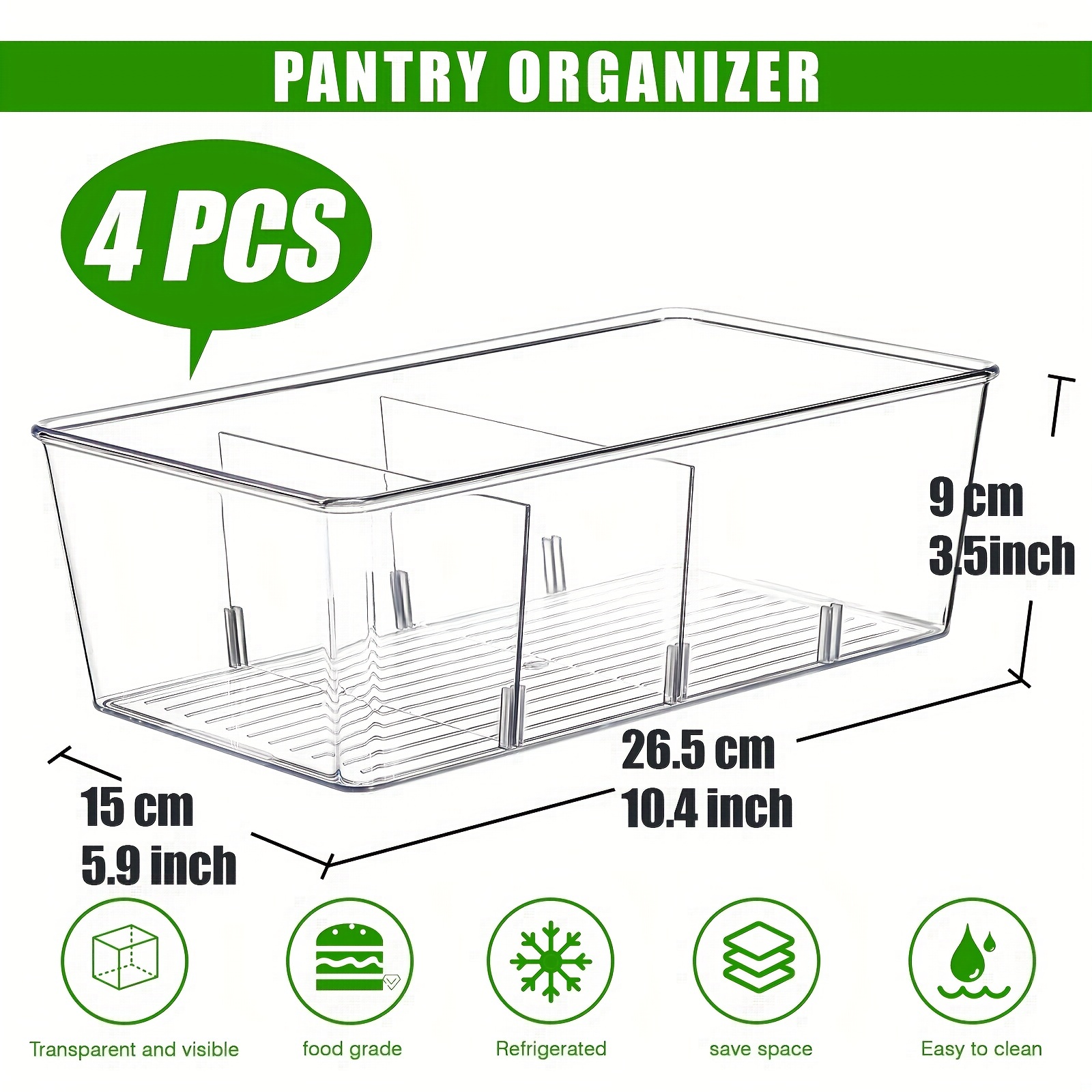Clear Plastic Pantry Organization Storage Bins Removable - Temu New Zealand