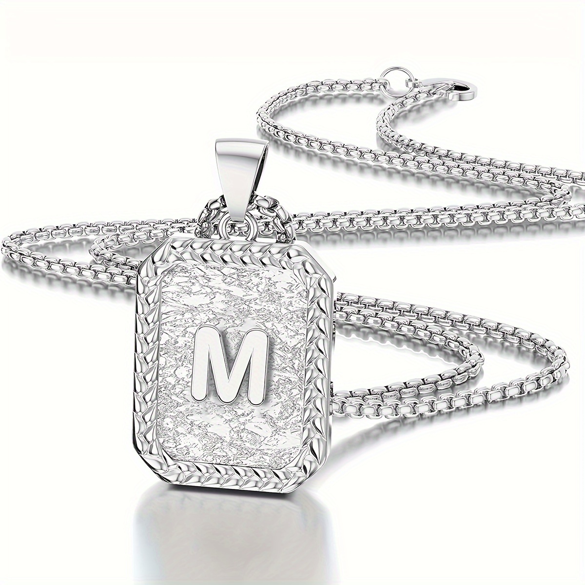 Initial Letter Pendant Necklace Men Women Box Chain Necklace - Temu ...