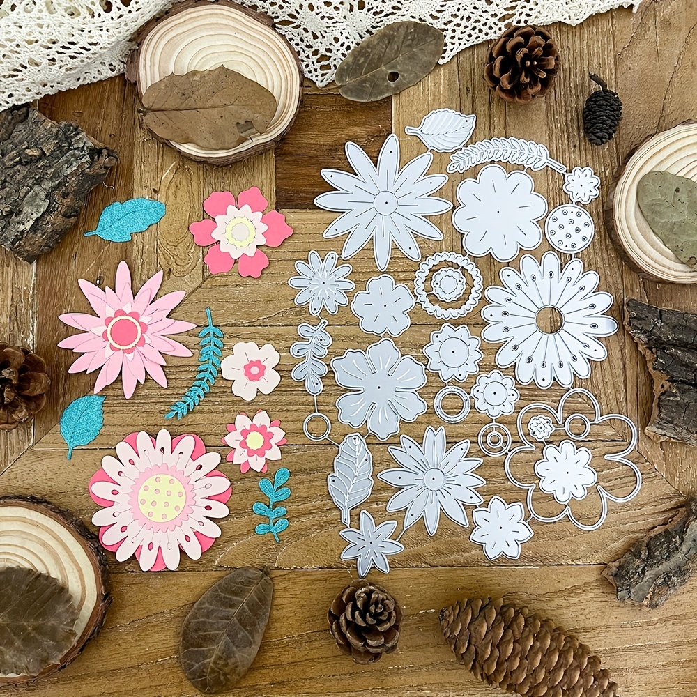 Leaves Background Lovely Flowers Metal Cutting Dies Diy - Temu New Zealand