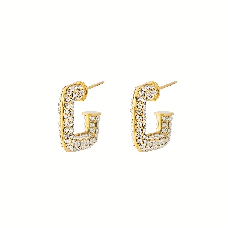 Mini Sparkling G Shaped Hoop Earrings Copper Jewelry Elegant - Temu ...