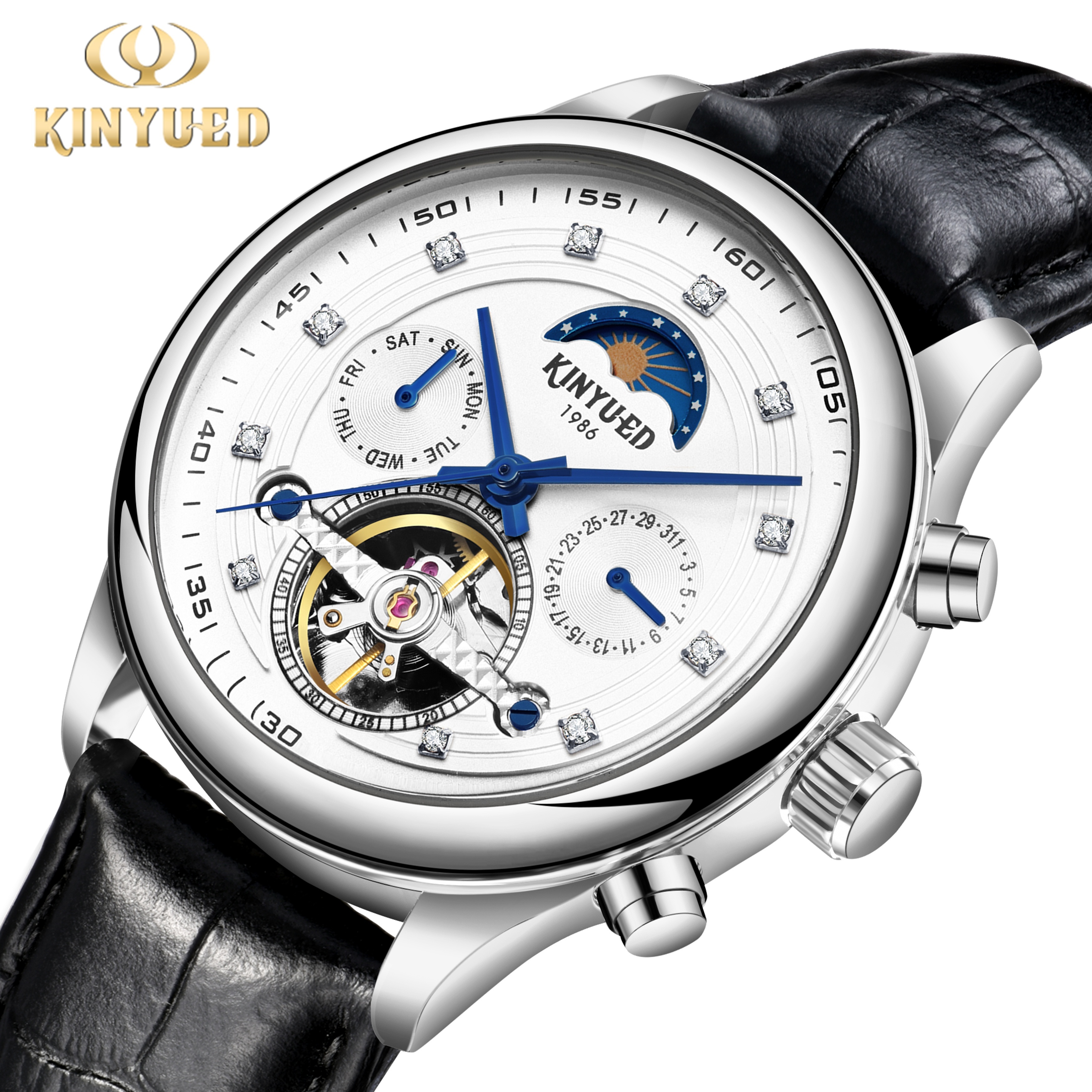 Mens Stainless Steel Strap Mechanical Watch Calendar Week Function ...