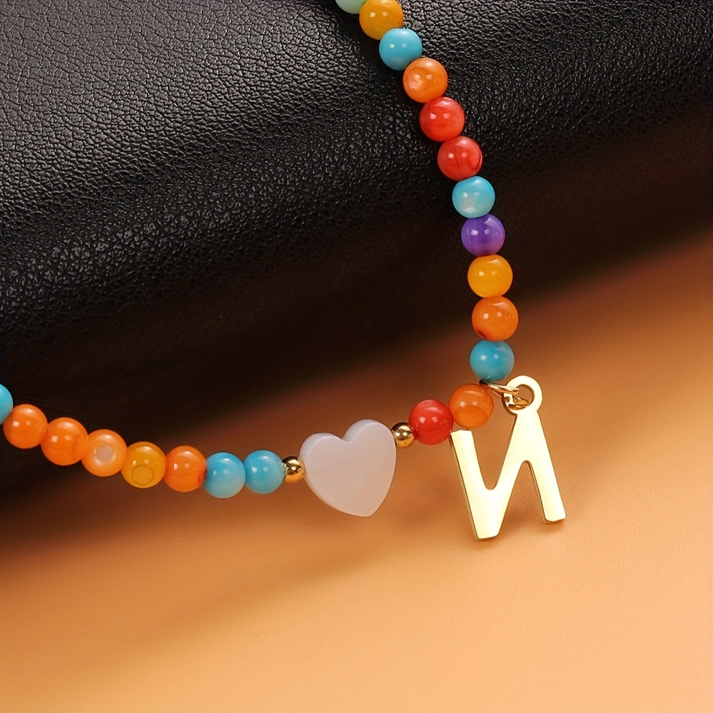 Colorful Shell Ball Design Necklace Initial English Letter - Temu ...