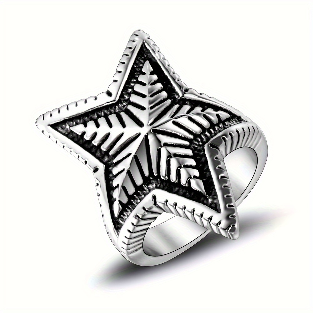 Personality Retro Pentagram Index Finger Ring 304 Stainless - Temu ...