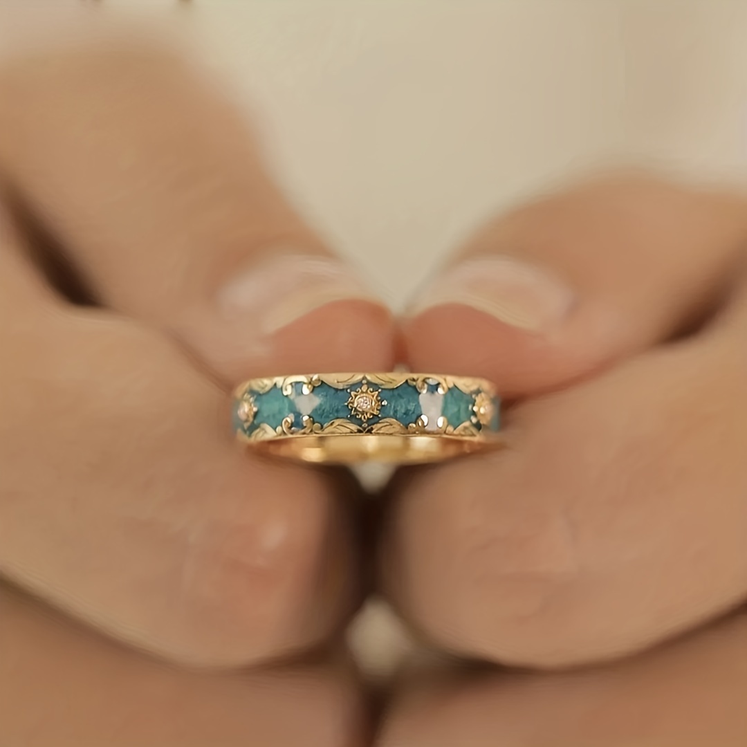 Exquisite Fairy Green Enamel Ring Holiday Jewelry - Temu United Kingdom
