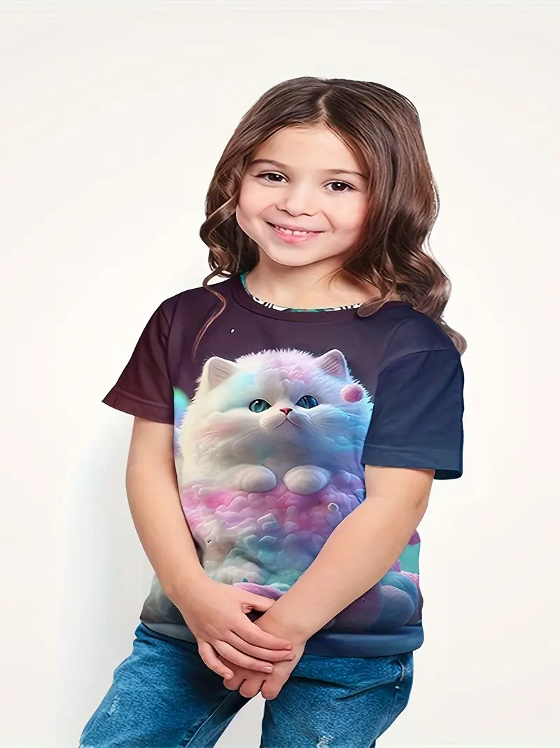 Girls Graphic Short Sleeve T Shirt Summer Temu Philippines
