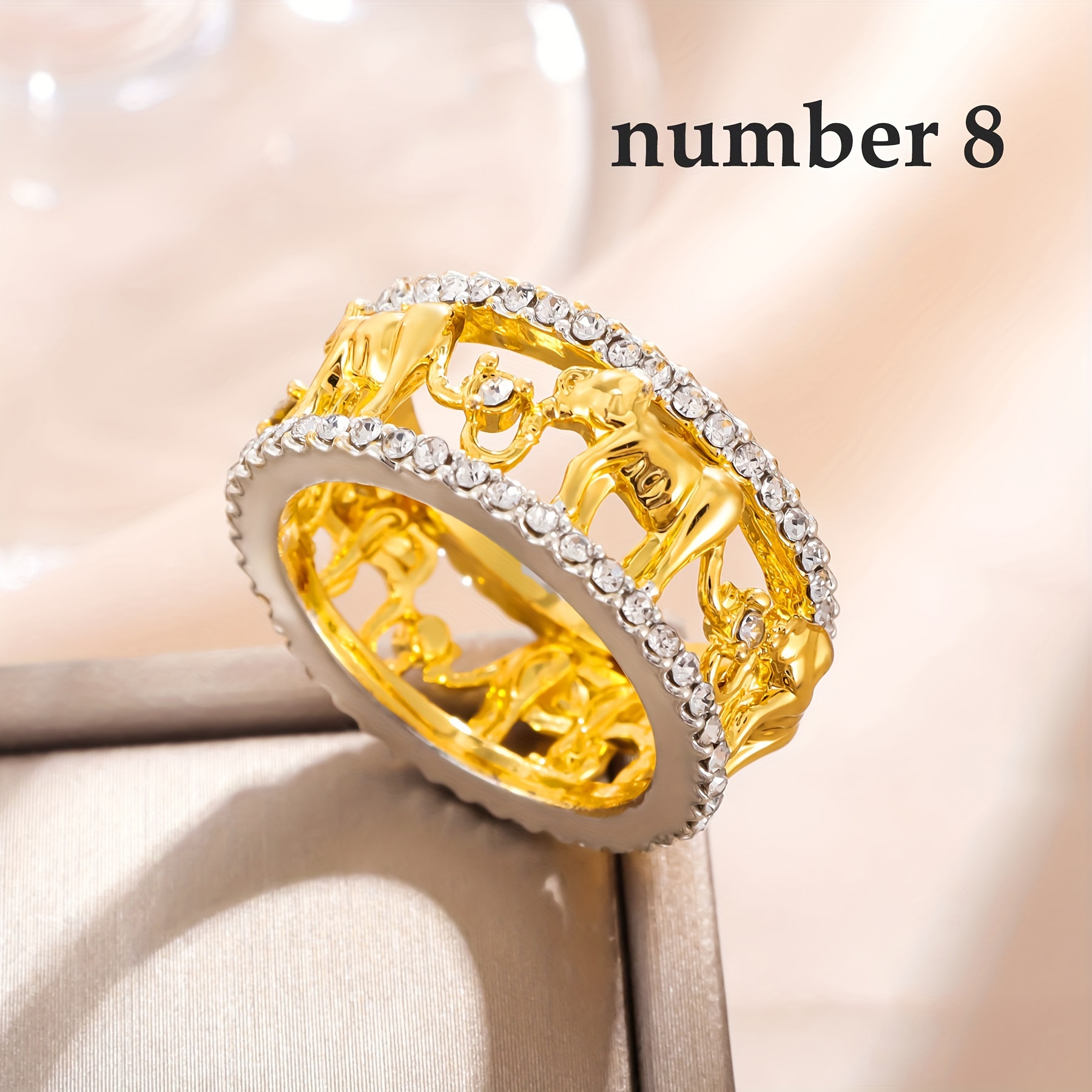 Luxurious Full Cubic Zirconia Elephant Ring Fashion Skeleton - Temu ...