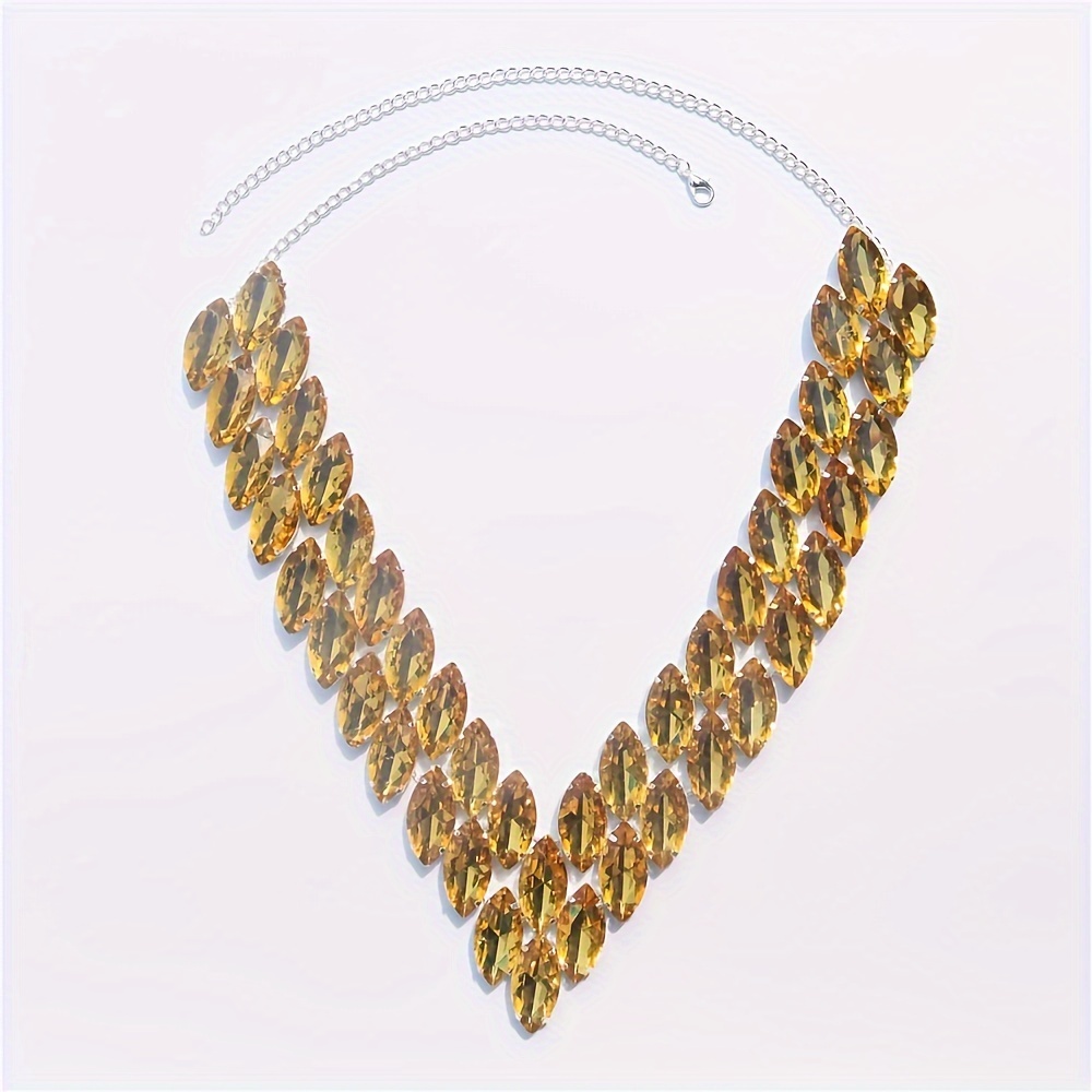 V shaped Shiny Rhinestone Necklace Bridal Wedding Party - Temu United ...