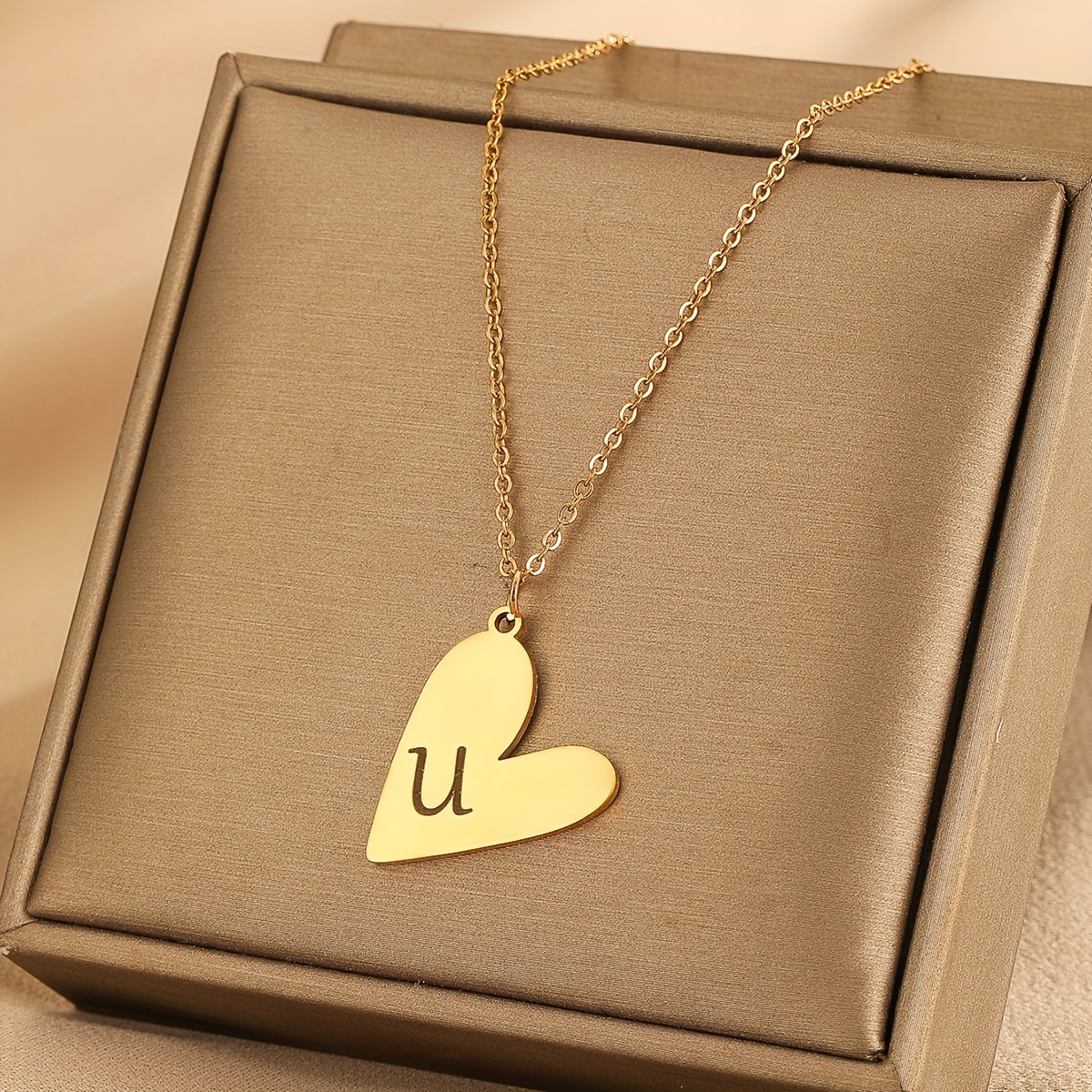 Stainless Steel Heart Dainty Initial Necklace Men - Temu United Kingdom