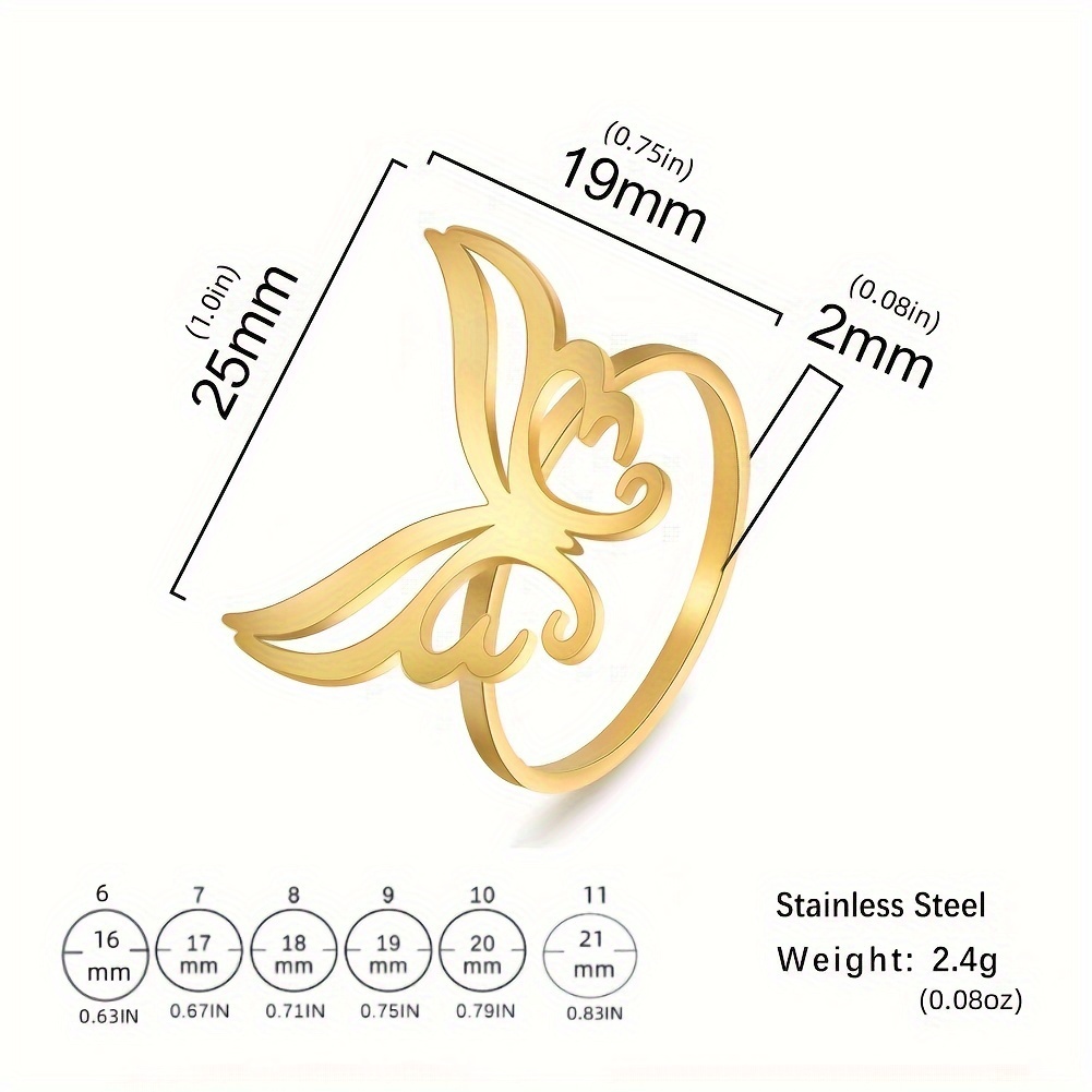 Fashion Hollow Butterfly Ring Stainless Steel Hollow - Temu United Kingdom