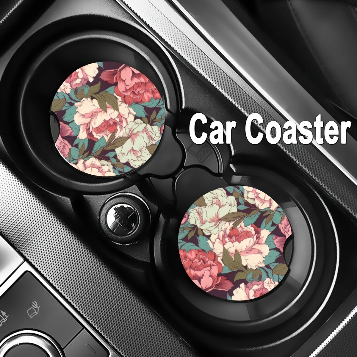 gorgeous roses ceramic car coasters cork back finger slot - Temu Australia