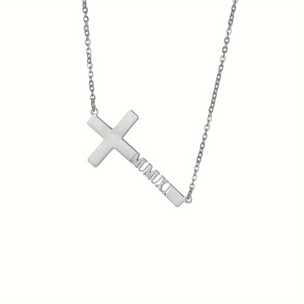 Customized Stainless Steel Cross English Name Pendant - Temu United Kingdom