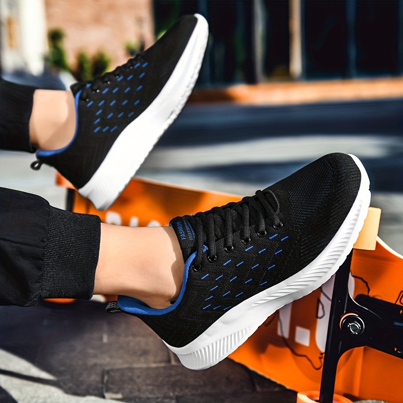 Mens Mesh Running Shoes Lace Up Sneakers Athletic Shoes Shock Absorbing