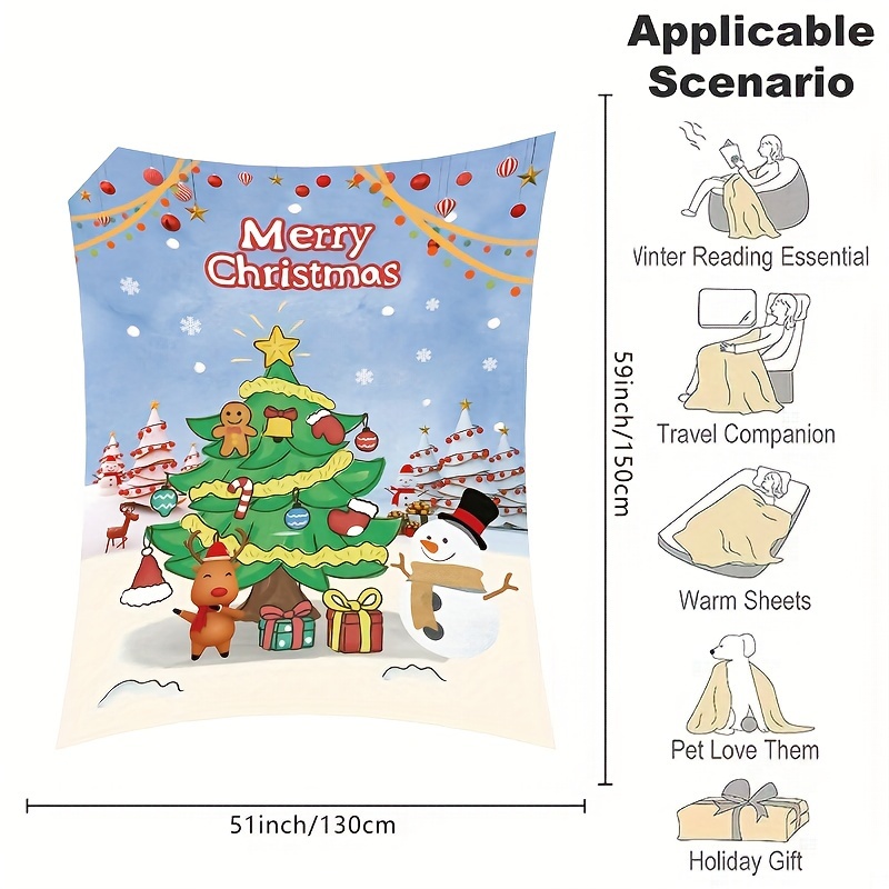 Christmas Tree Gift Printed Flannel Blanket Holiday Gift - Temu Canada