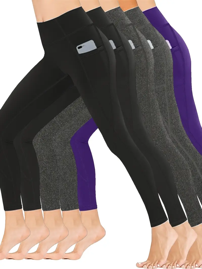 Solid Skinny Leggings Plus Size Casual Pocket Stretchy Temu New Zealand