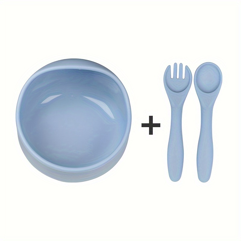 Food Grade Silicone Dining Bowl With Silicone Fork And - Temu Canada