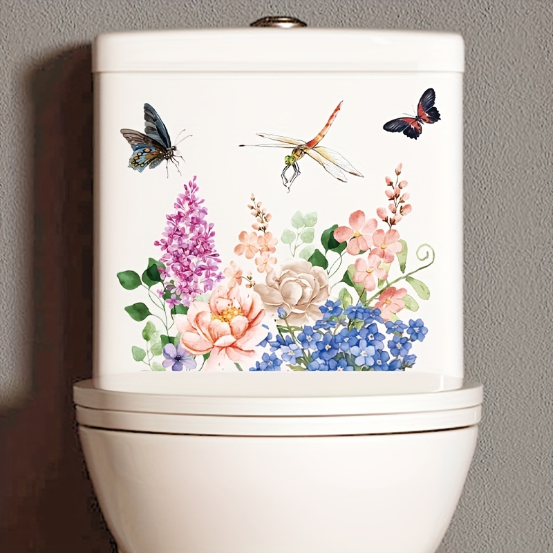 1pc Fun Dragonfly Flower Butterfly Toilet Seat Sticker - Temu Portugal