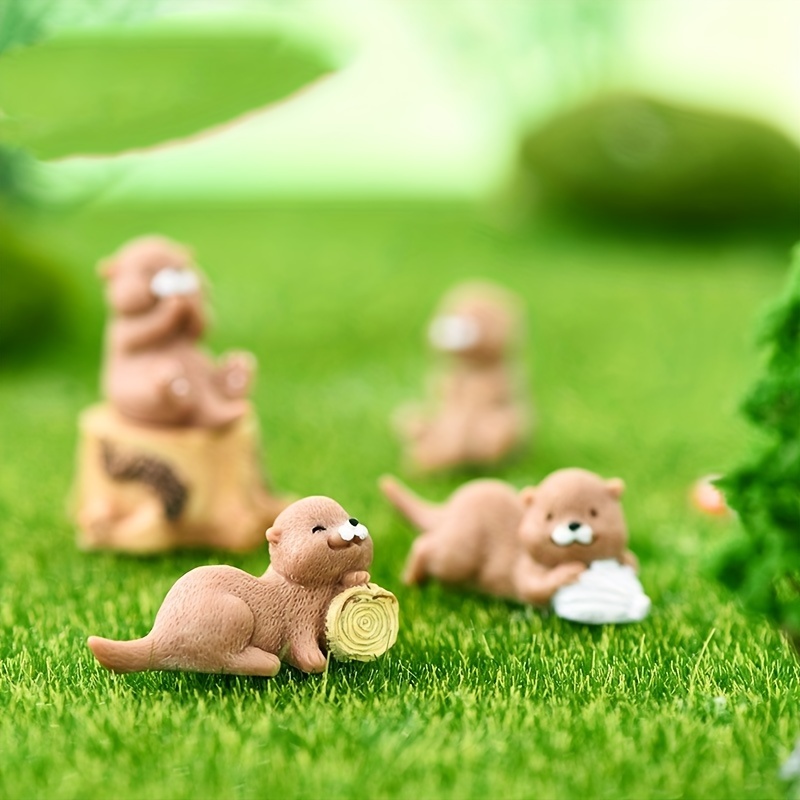 Cute Otter Statues Miniature Fairy Tale Gardens - Temu