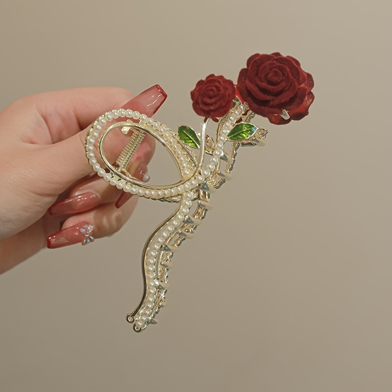 Rose Hair Claw Clips Non slip Strong Metal Rose Flower Hair - Temu