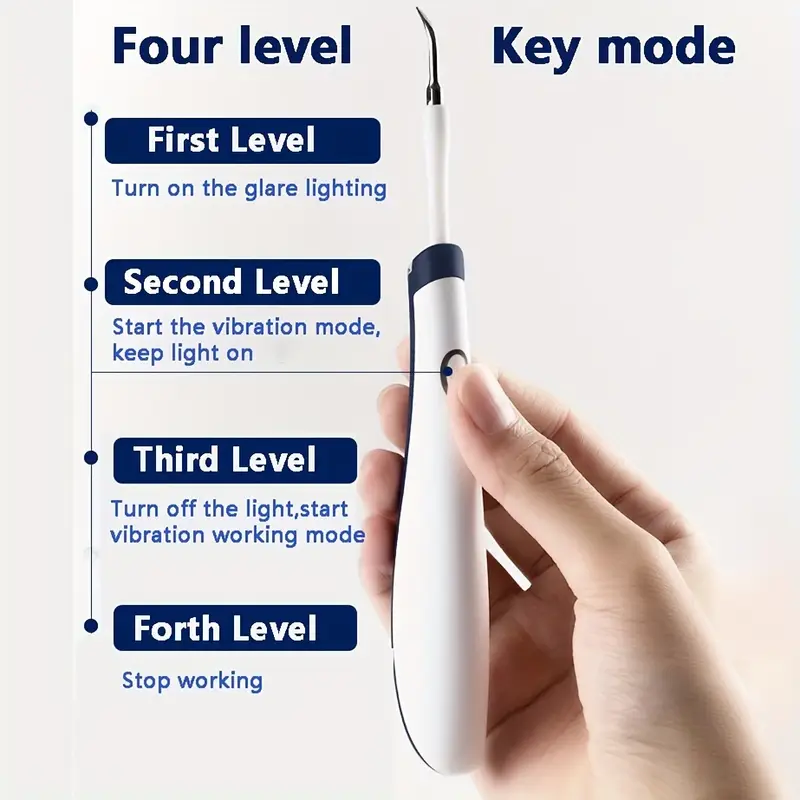 5 In 1 음파 진동 광 가이드 건식 치과 스케일러 치아 세척 및 혀 코팅을 위한 다기능 기기 Led 조명 장착