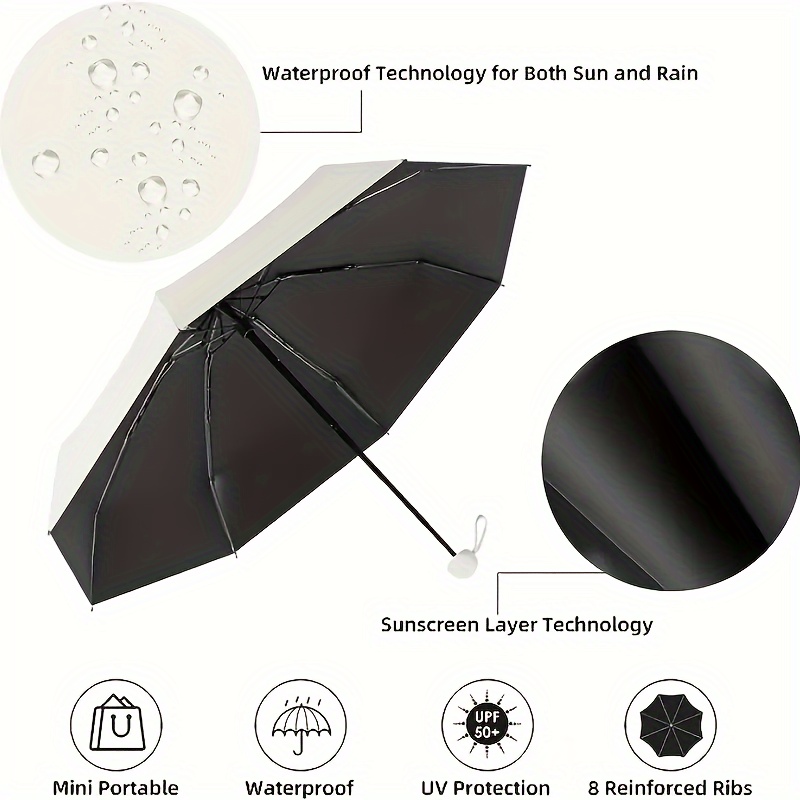 Simple Solid Color Umbrella Capsule Box Uv Protection - Temu