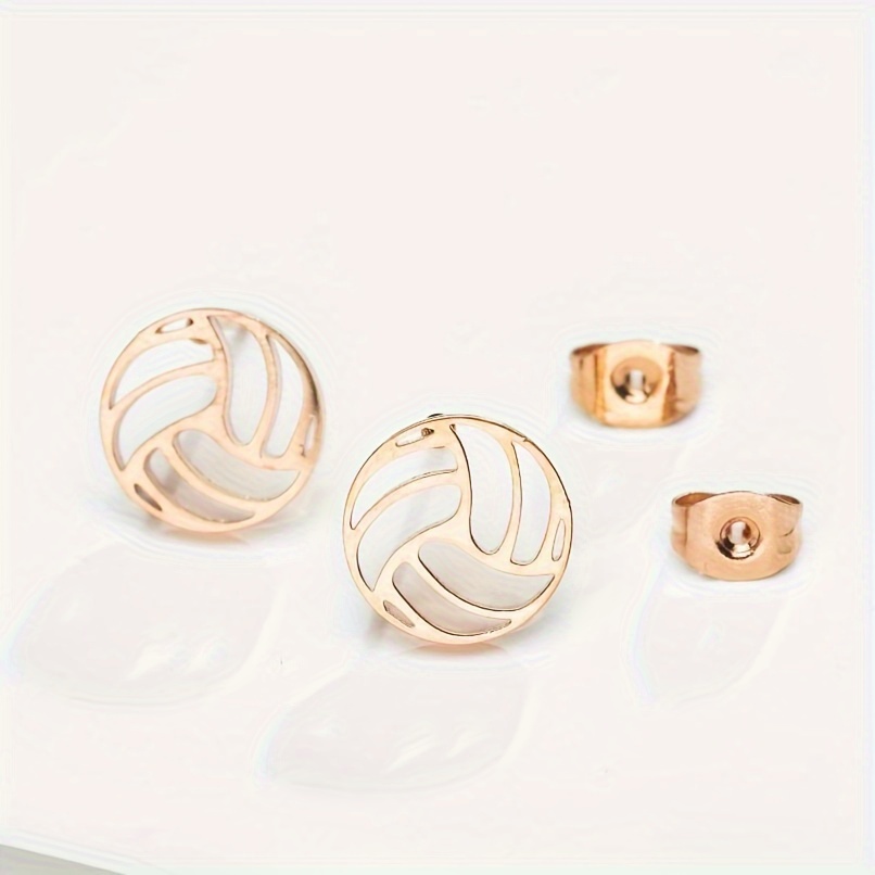 Stainless Steel Earrings Basketball Volleyball Stud Earrings - Temu ...