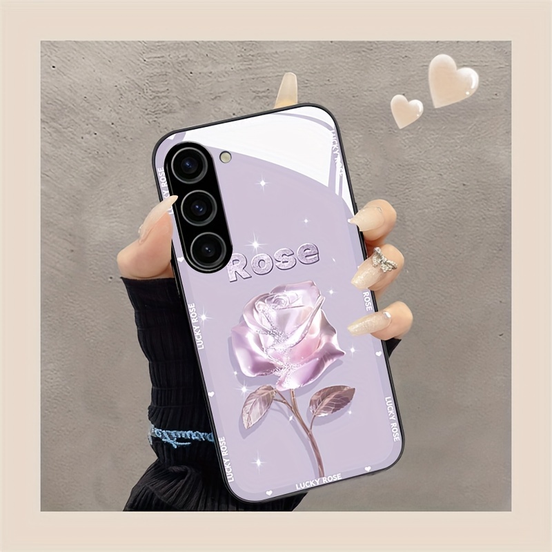 Creative Liquid Sparkling Rose Grass Purple Phone Case - Temu United ...