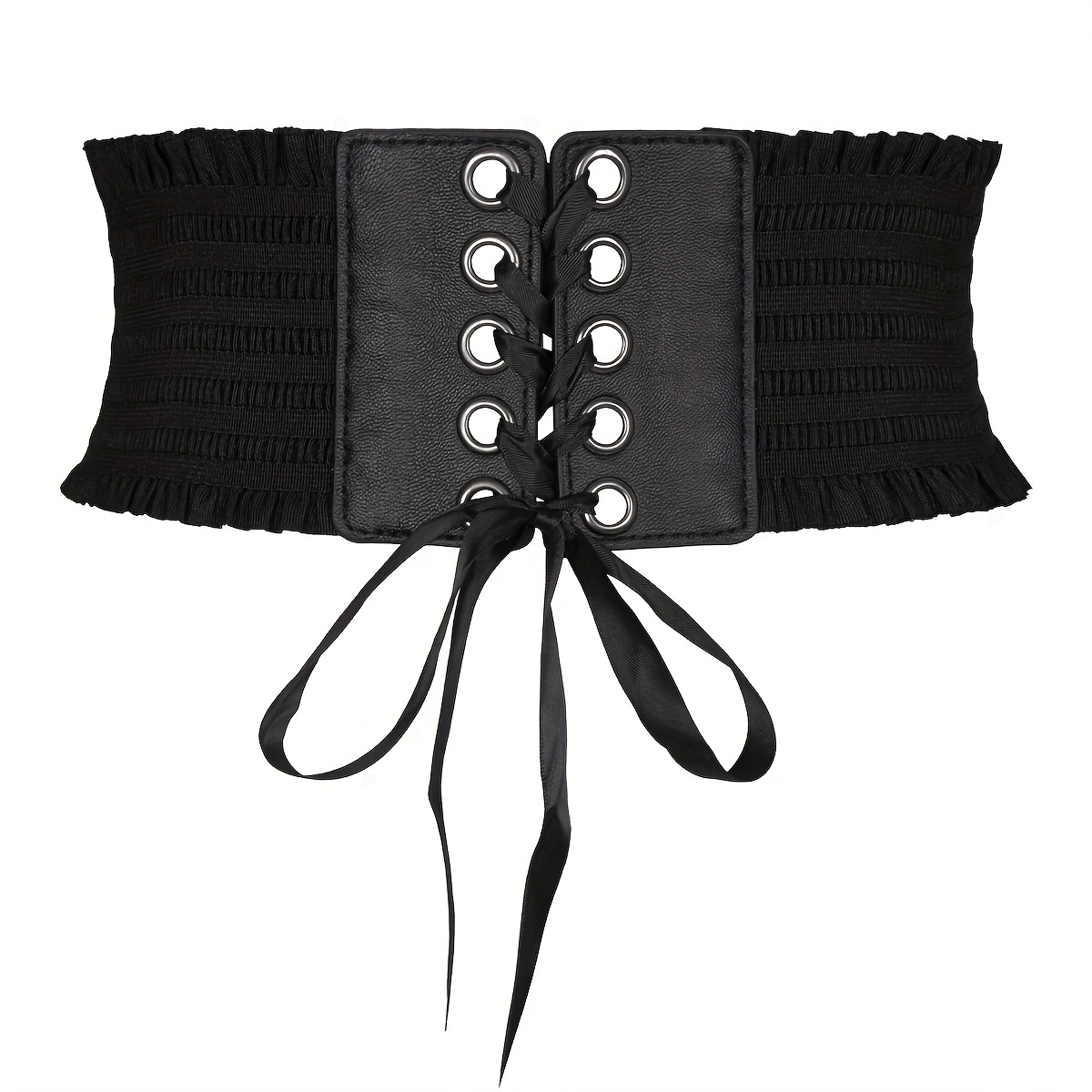 Bowknot Lace Ruffle Belts Elegant Solid Color Elastic - Temu United Kingdom