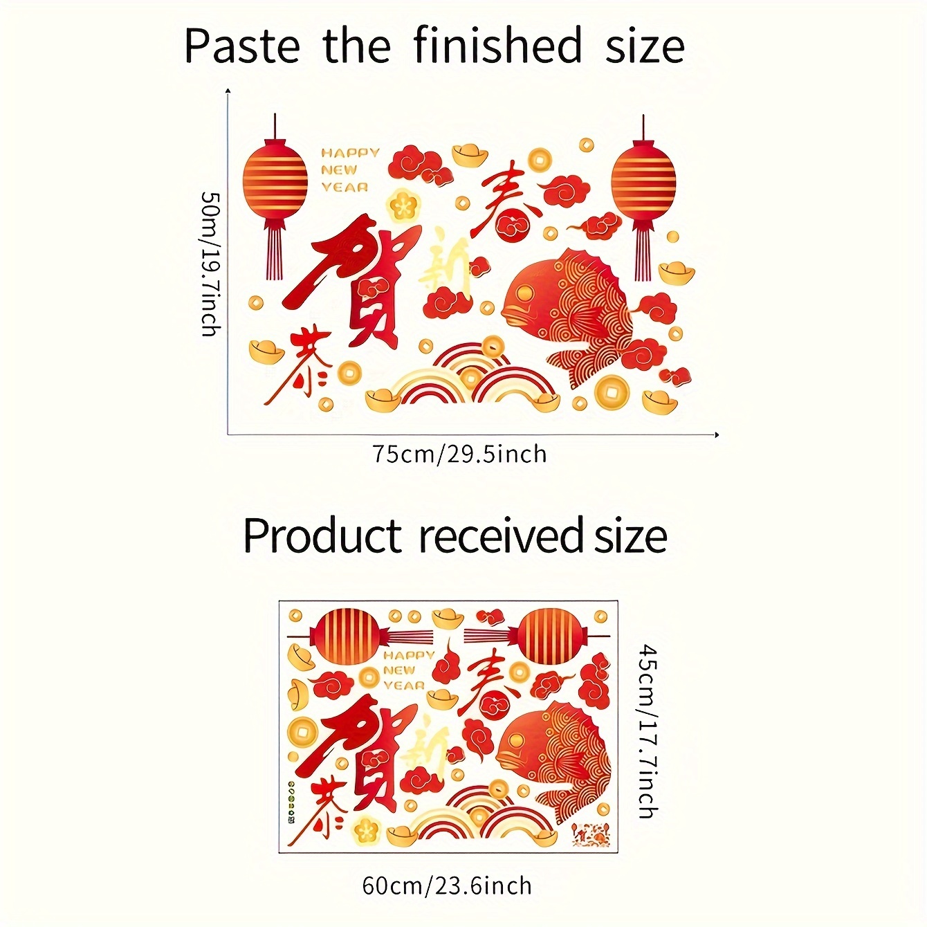 Chinese New Year Wall Sticker Happy New Year Lantern Pattern - Temu ...