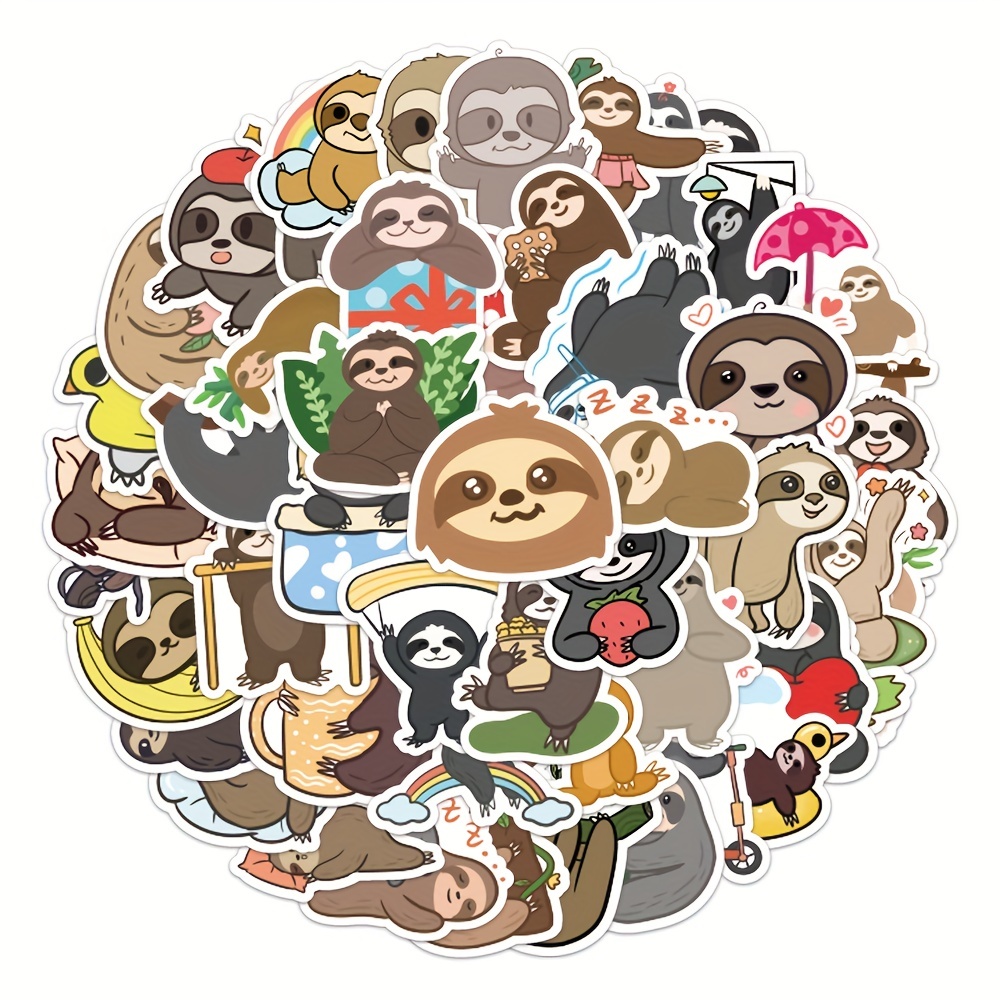 56pcs Sloth 스티커 비닐 방수 스티커 노트북, 스케이트 보드, 물병, 컴퓨터, 전화, 기타, 어린이 성인을위한 귀여운 ...