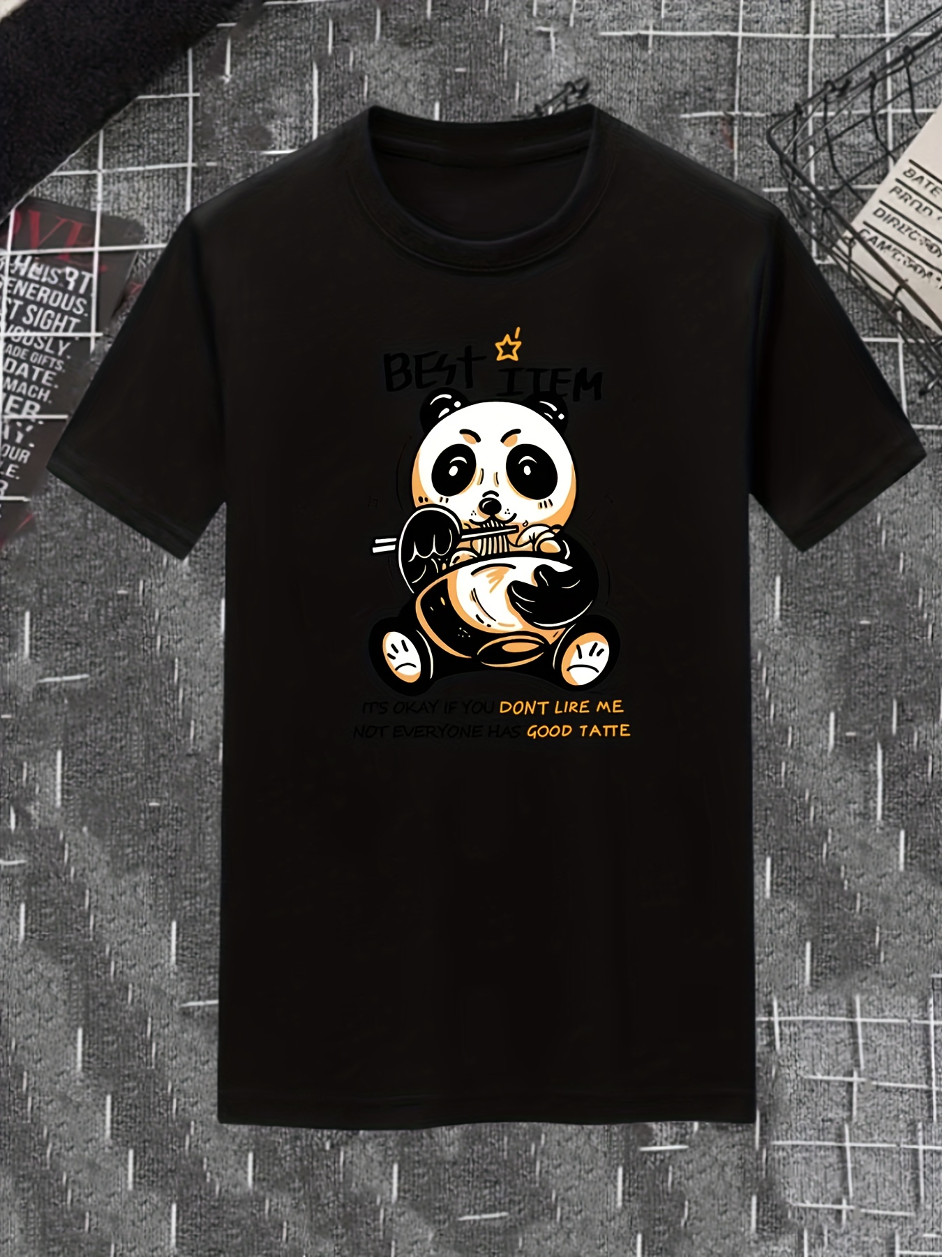 Cartoon Panda Print T shirt Men's Casual Street Style - Temu Australia