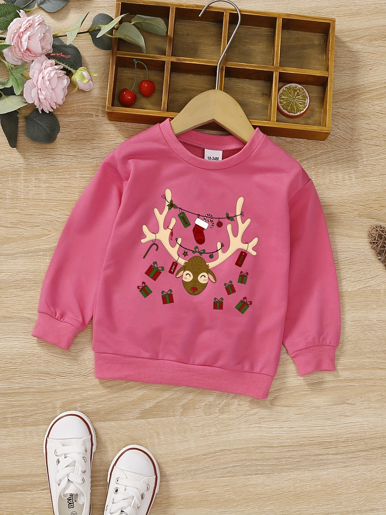 Cartoon Pattern Girls Sweatshirt Christmas Elk Spring Fall - Temu Australia