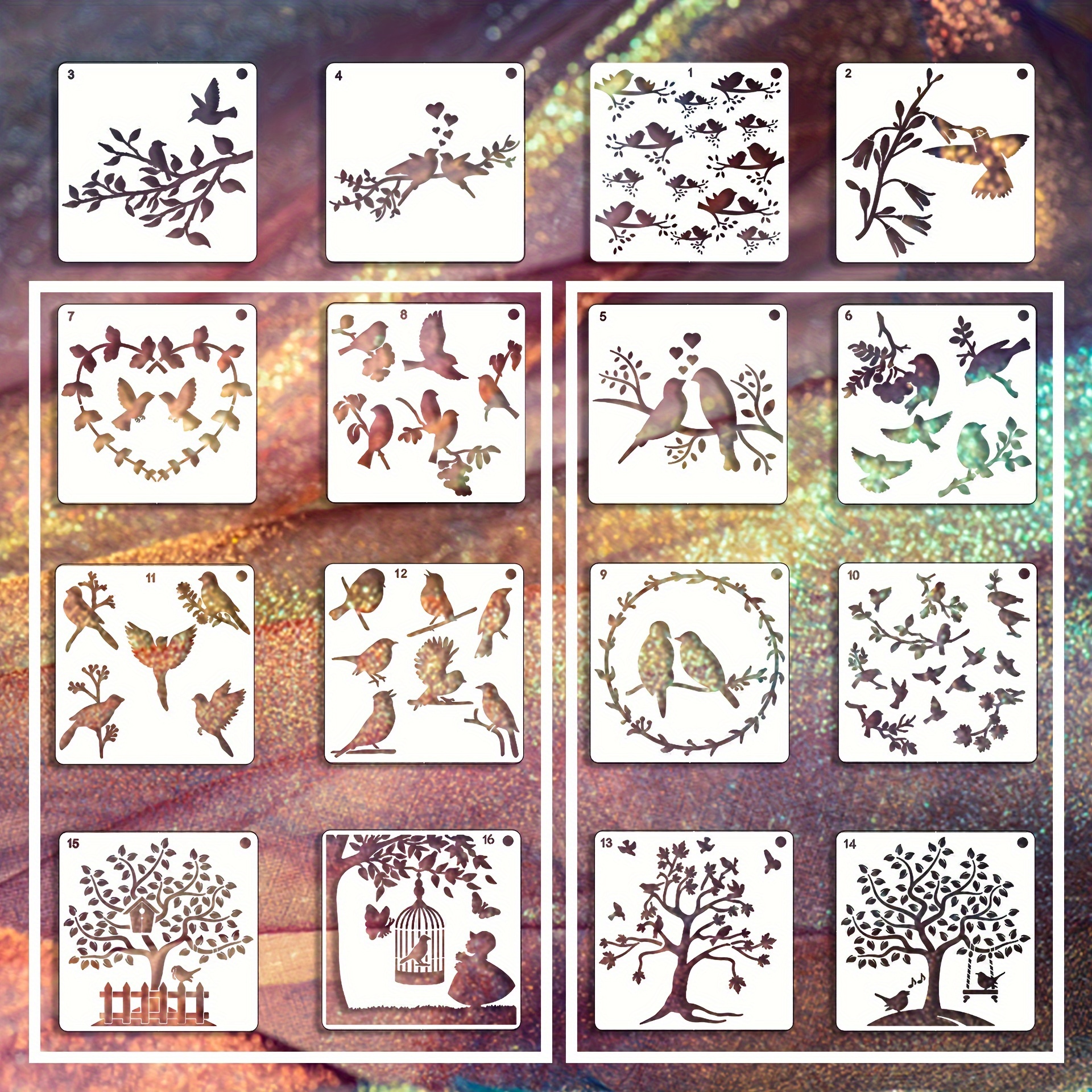 Birds Big Tree Series Painting Templates Hollow Color - Temu United Kingdom