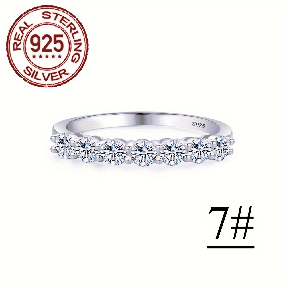 925 Sterling Silver Band Ring Paved A Row Shining Zirconia - Temu Denmark