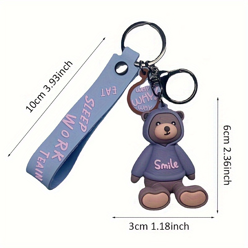 cartoon sitting sweatshirt bear drop keychain for men key pendant cute ...