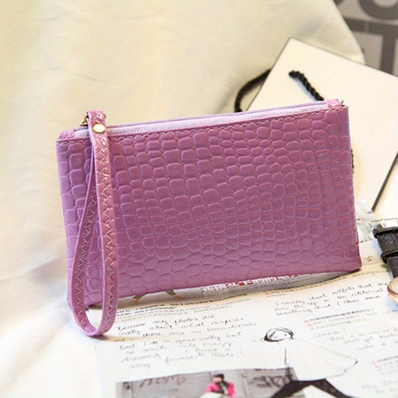 Crocodile Embossed Handbags Solid Color Clutch Purses - Temu Australia